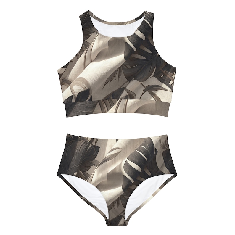 Swimwear Bikini 2 Piece Set Shadow Grass Blades Camouflage Thong Cheeky ...
