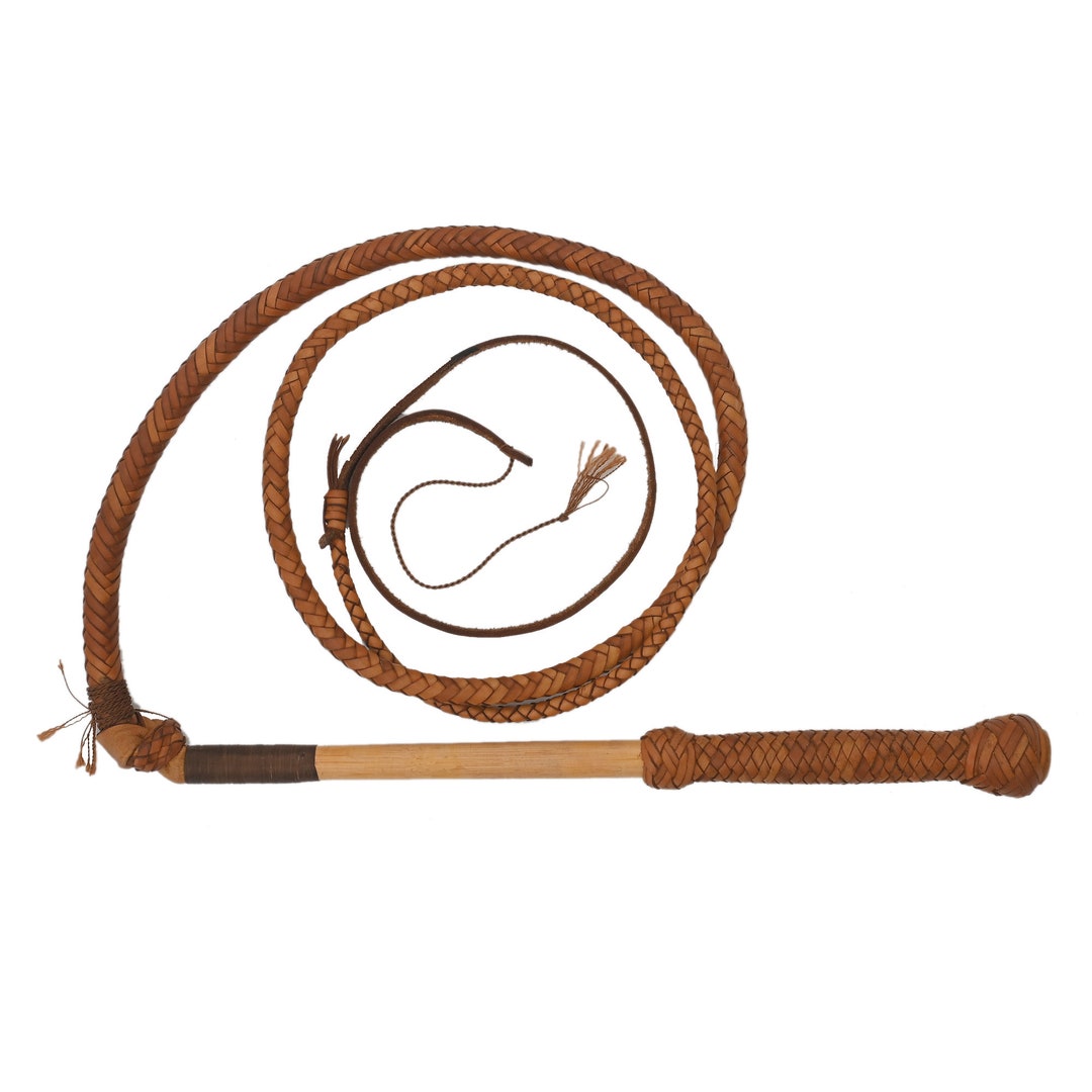 Premium Genuine Brown Kangaroo Leather Bullwhip 8ft,12 Plait Stock Whip ...