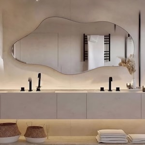 Shaped Large Console Mirror Asymmetrical Bathroom Wall Mirror Irregular ...