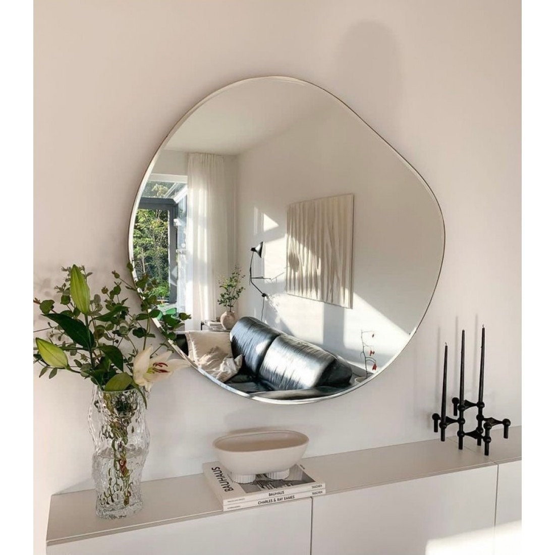 Asymmetrical Wall Mirror Bathroom Irregular Mirror Shaped Large Mirror ...
