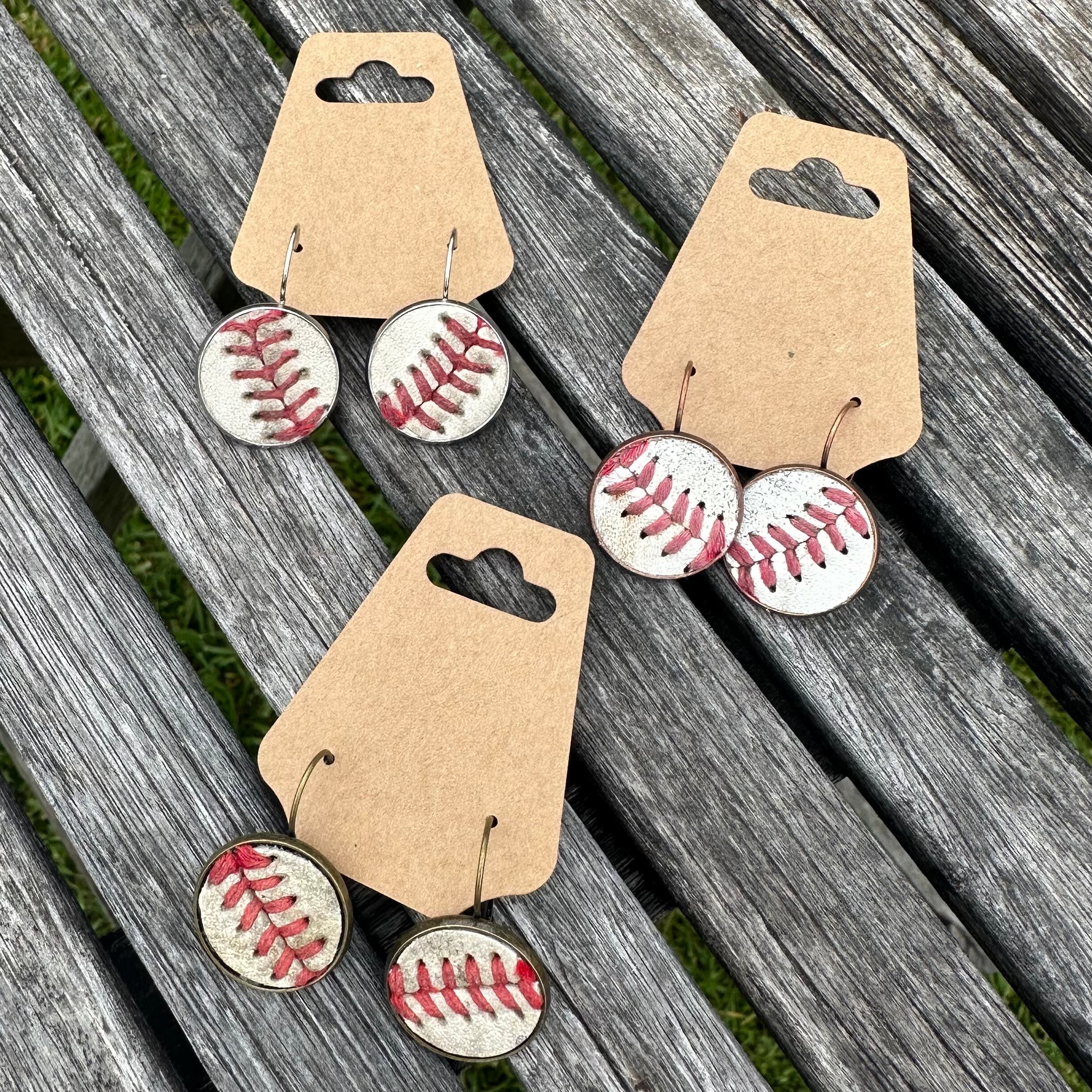 Real Leather Baseball Seam Earrings • Recycled Baseball Jewelry - Etsy