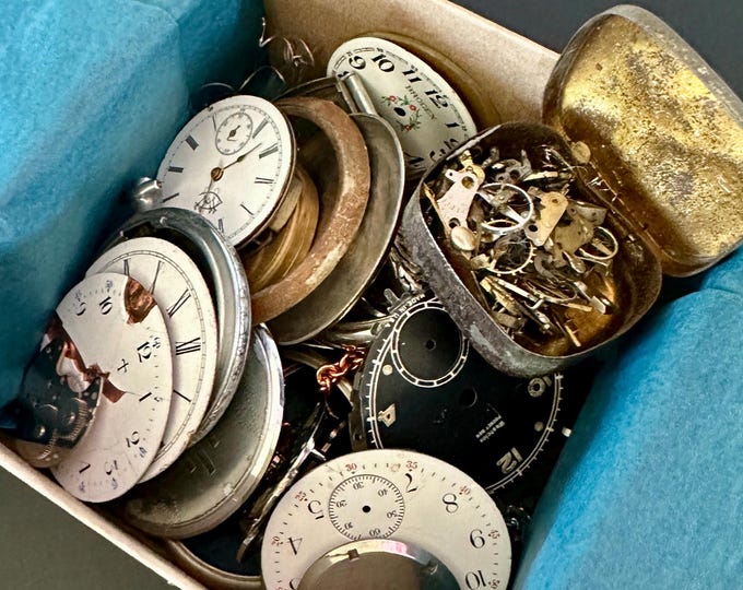 Vintage Watch Parts and Pieces: 12 Oz Pocket Watches, Faces, Gears and ...