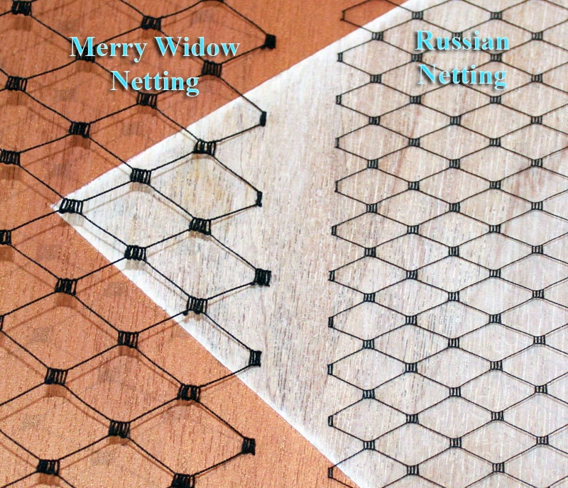 Crystal Embellished Navy Blue Merry Widow Hat Netting • Wide Hole ...