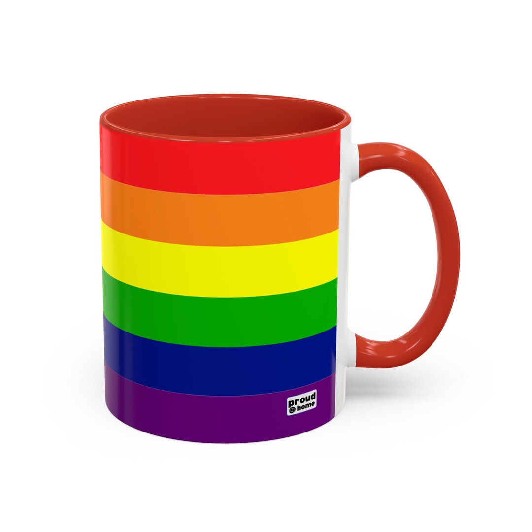 Rainbow Pride Flag Accent Coffee Mug (11, 15oz), LGBTQ Mug, Gay Pride ...