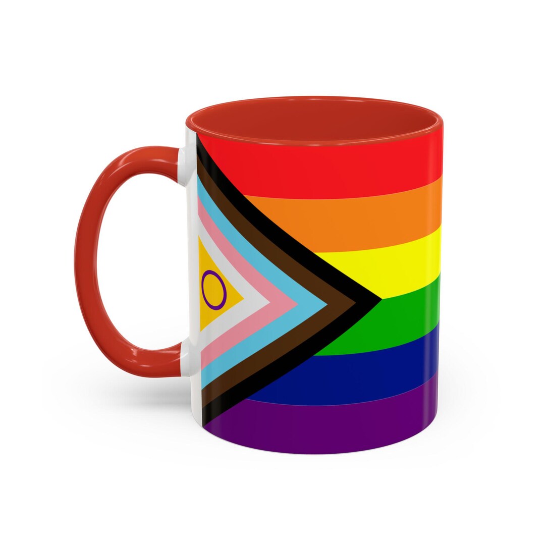 Intersex Pride Progress Rainbow Coffee Mug (11, 15oz), LGBTQ+ Drinkware ...