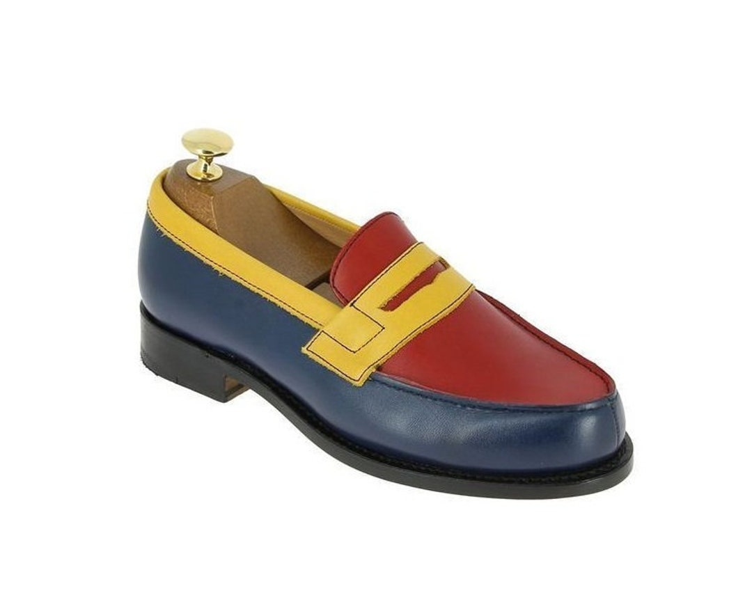 New Rounded Apron Toe Multi Color Genuine Leather Moccasin Loafer Slip ...