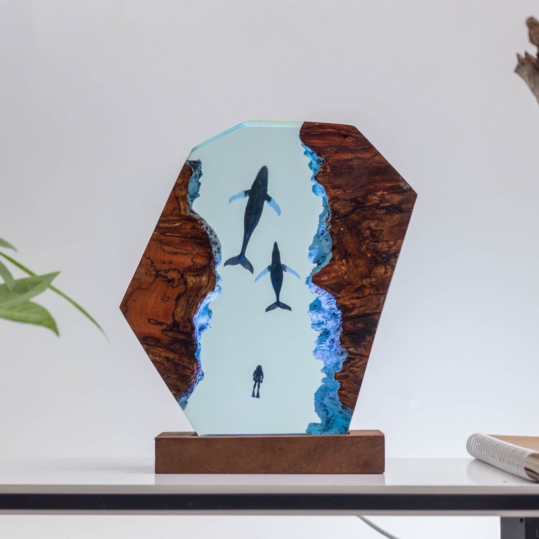 Shark Couple Resin Lamp, Shark Lamp, Personalized Gift, Gift for Dad ...
