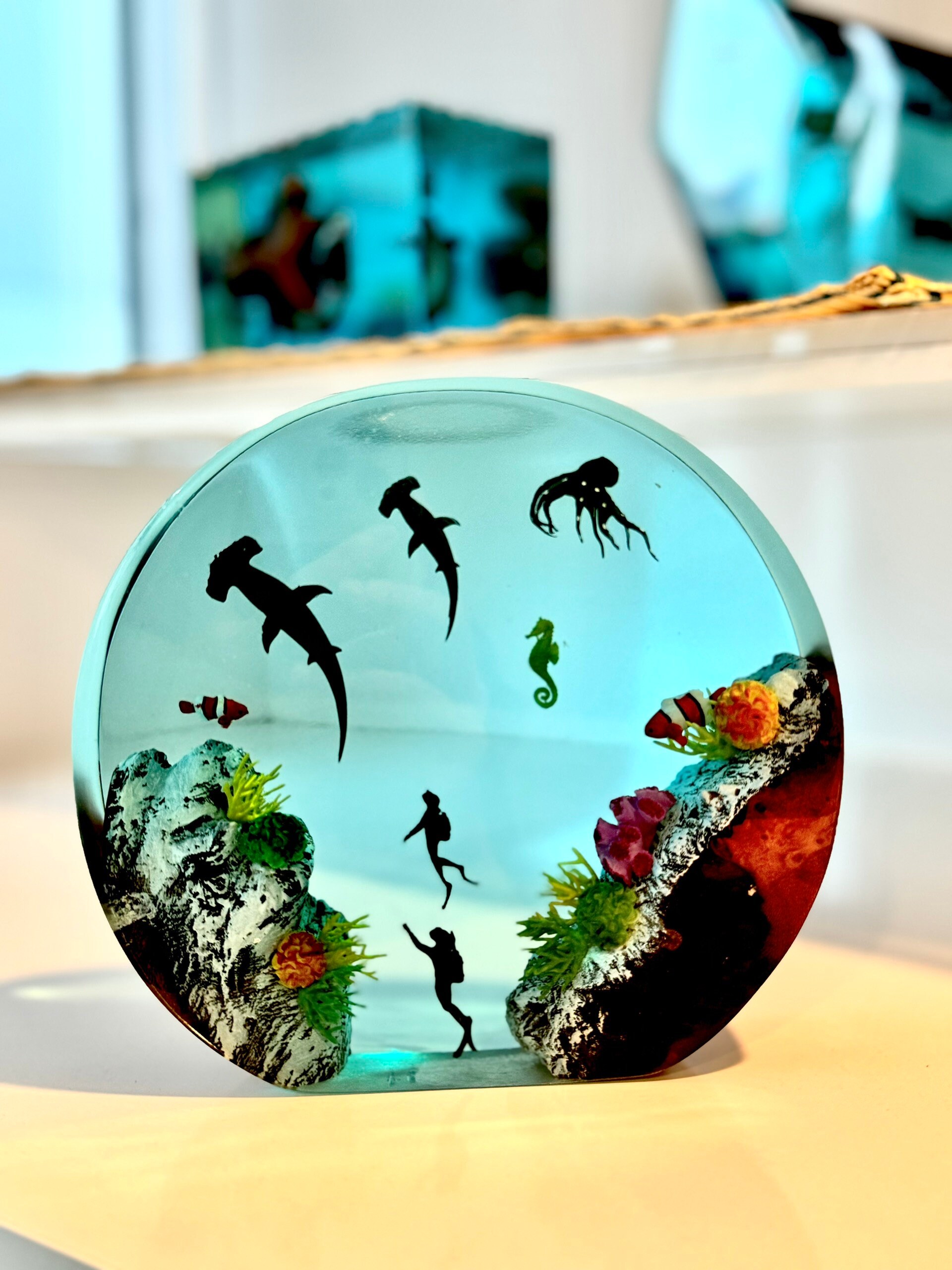 Ocean-themed Night Lamp, Epoxy Art, Sea Lamp, Gift for Diver, Shark ...