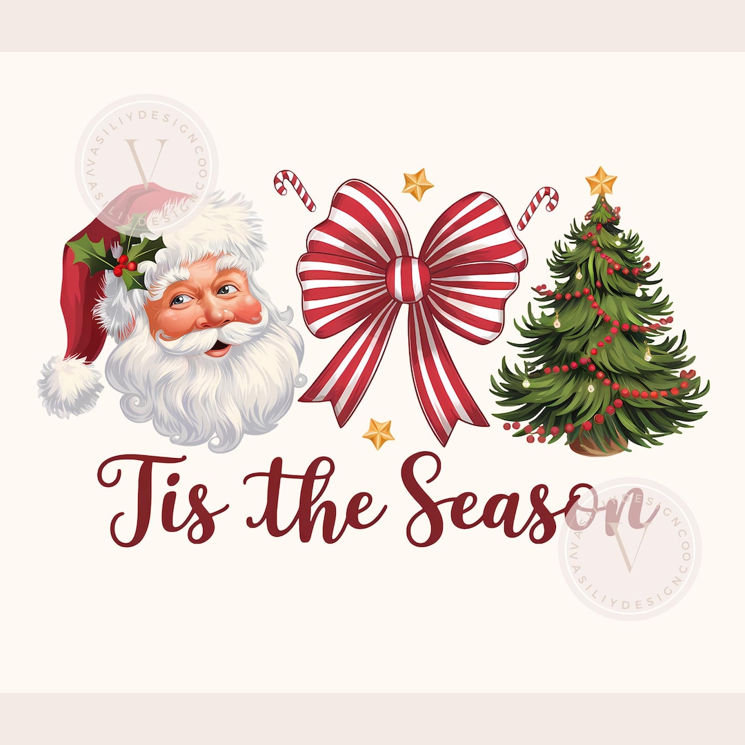 Vintage Santa Claus PNG, Tis the Season Christmas Art, Retro Holiday ...