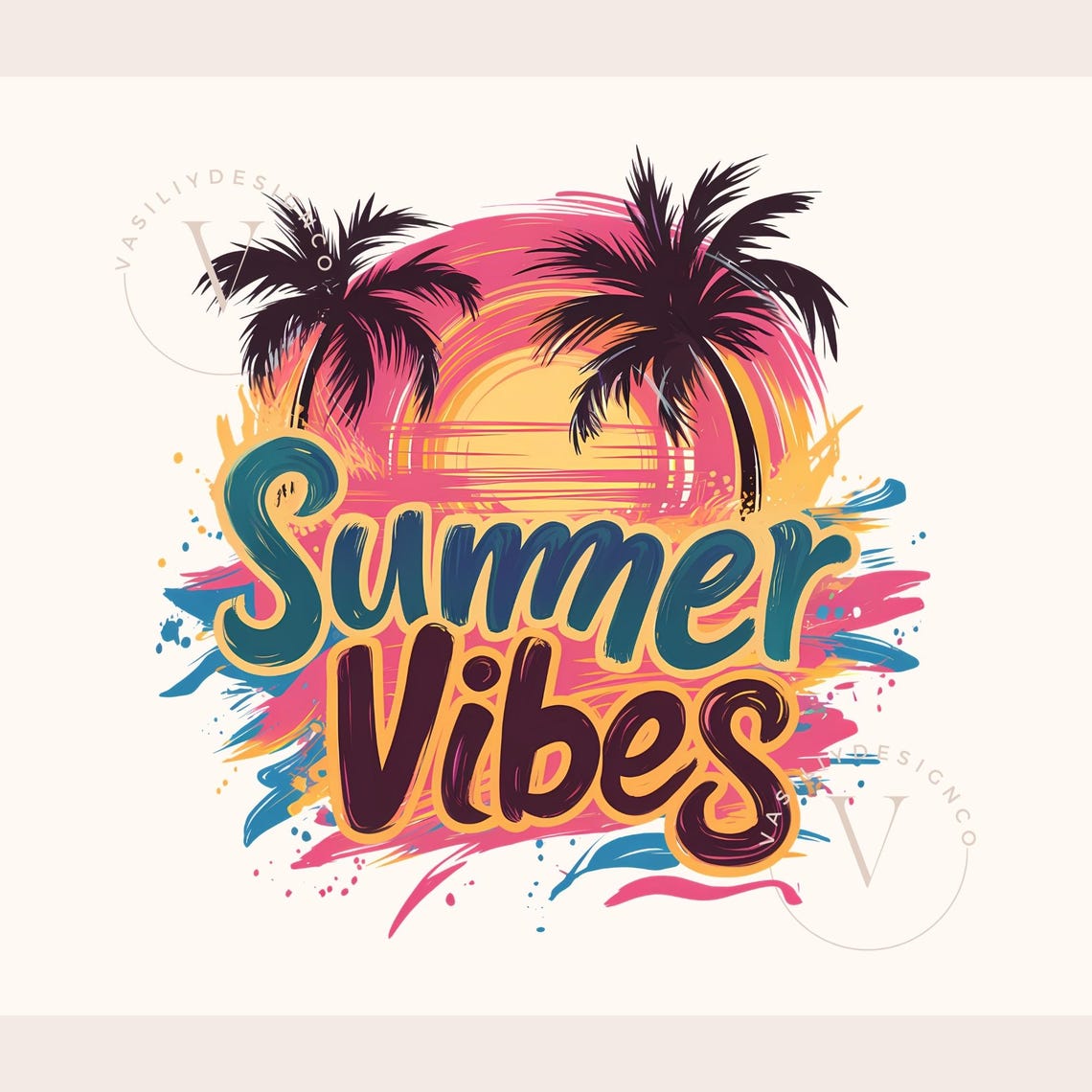 Summer Vibes Png, Colorful Summer Clipart, Beach Digital Image ...