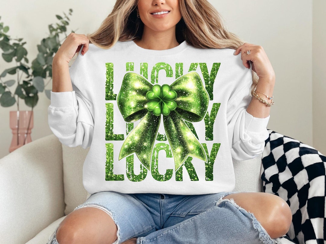 Glitter Lucky Png, Lucky Bow Png, Coquette Bow Png, Green Coquette Bow Png, St. Patrick’s Day ...