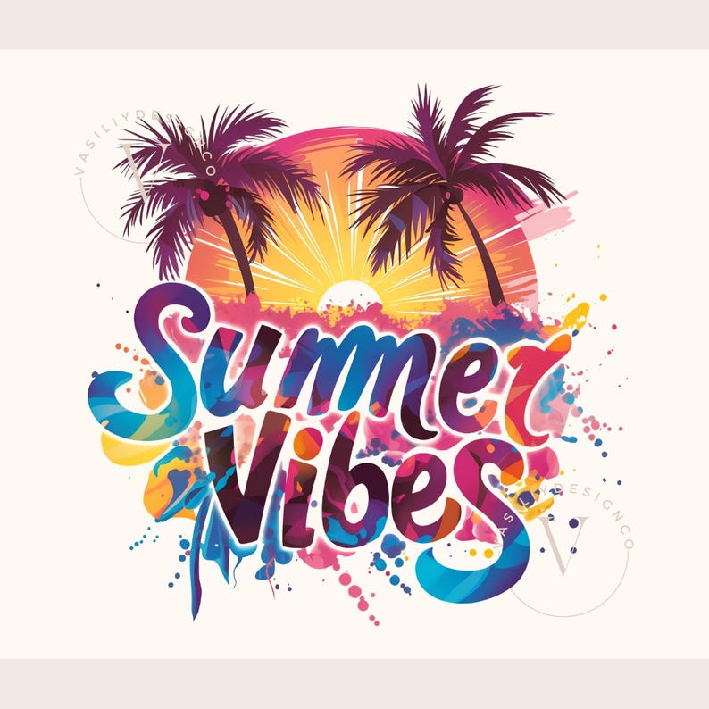 Summer Vibes Png, Colorful Summer Clipart, Beach Digital Image ...