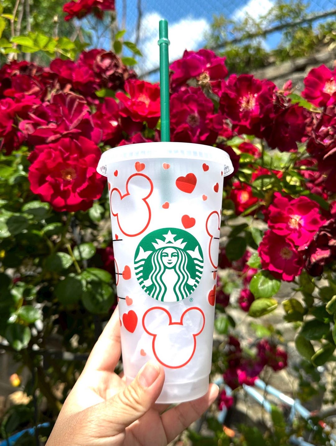 Mickey Mouse Starbucks Cup Mickey Ear and Hearts Disney Starbucks Cup ...