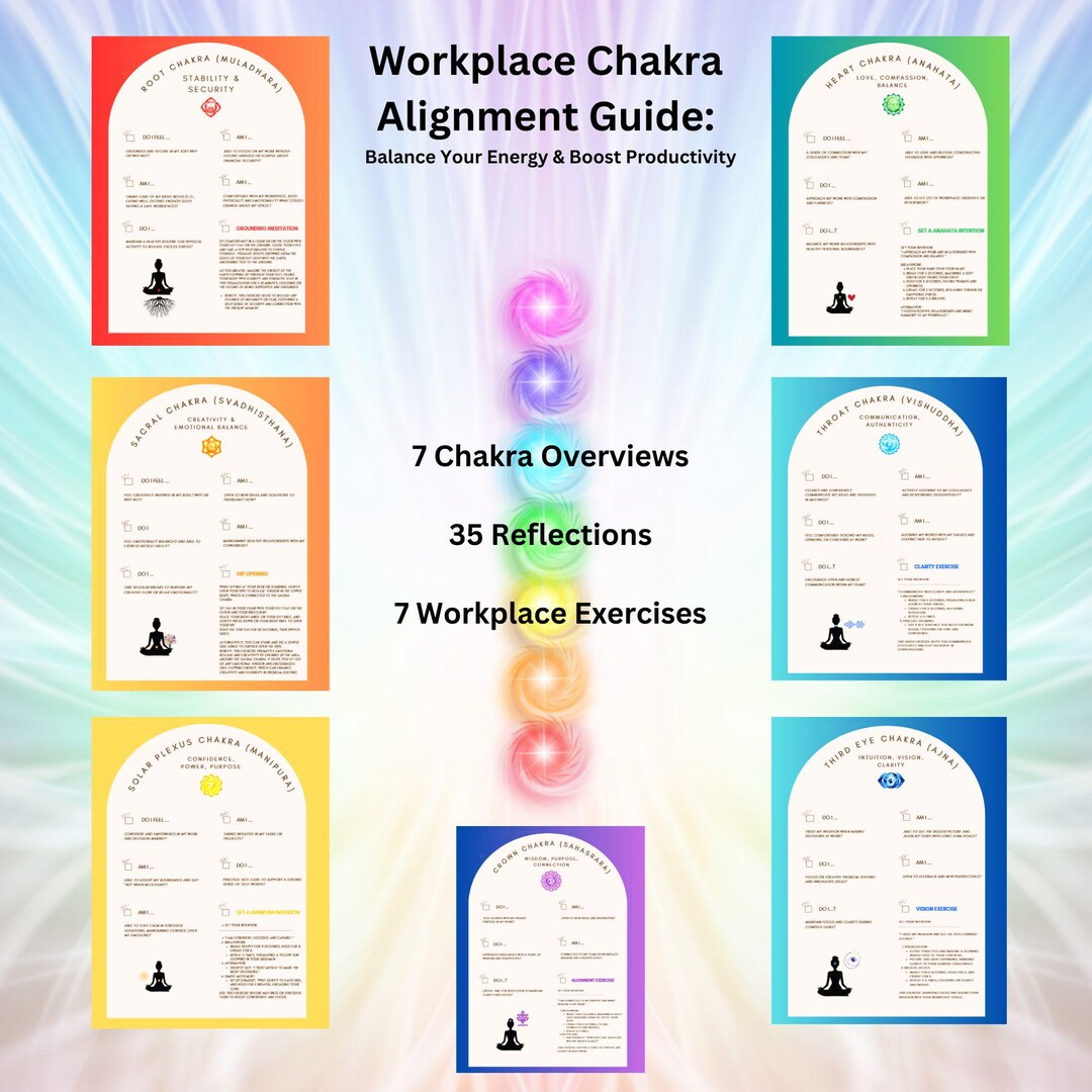 Workplace Chakra Alignment Guide | Printable Meditation Exercises for Productivity & Stress ...