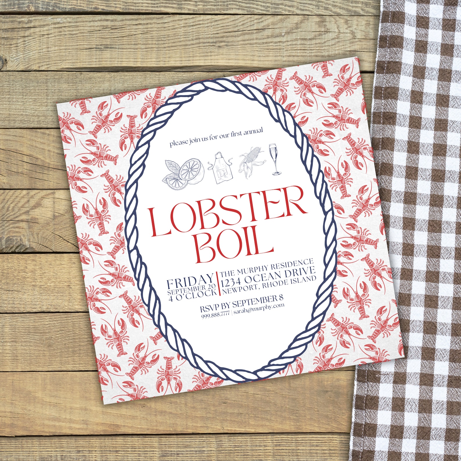 Lobster Boil Invitation | Canva Template | INSTANT DOWNLOAD - Etsy
