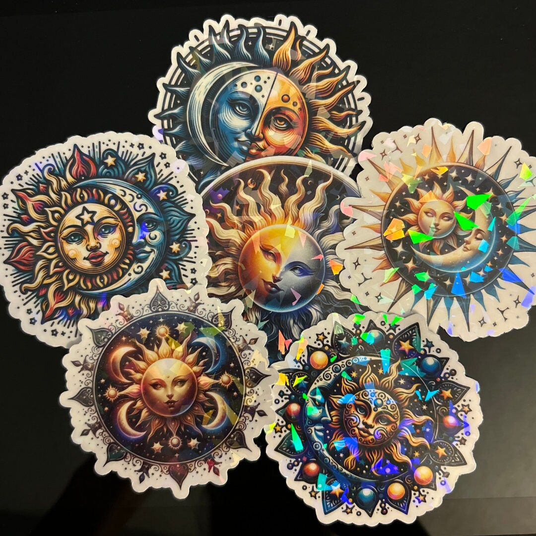 Sun and Moon Stickers, Everyday Decal, Celestial Sun and Moon - Etsy