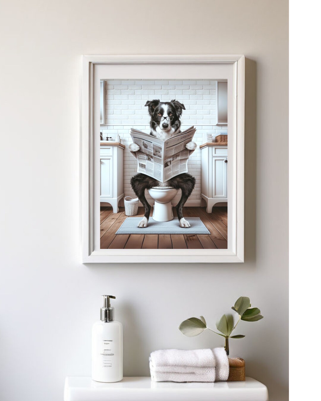 Border Collie Bathroom Toilet Print of Border Collie on Toilet Bathroom ...