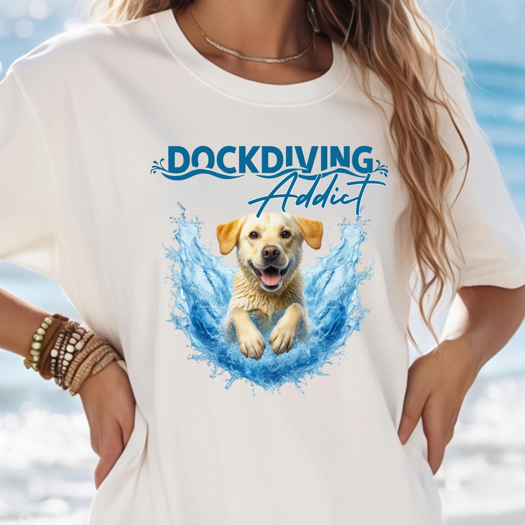 Yellow Lab Dock Diving Addict T-shirt, Dock Jumping Dog Lover Tee ...