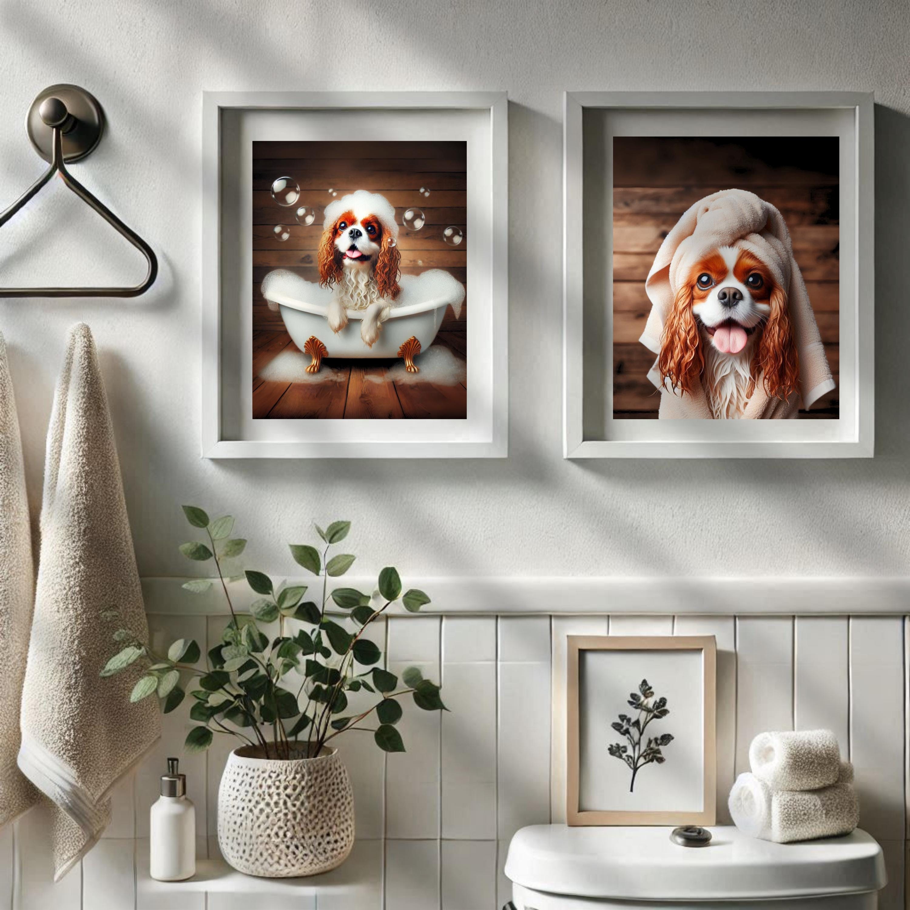 Cavalier King Charles Spaniel Bathroom Print Set of Two PRINTABLE Funny ...