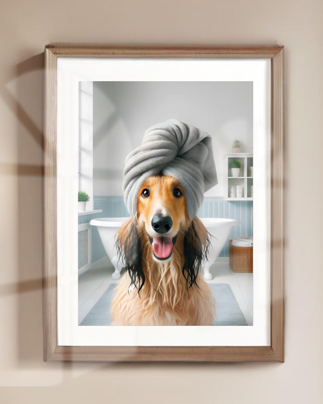 Afghan Hound With Towel on Head Poster Print Afghan Hound Funny Dog ...
