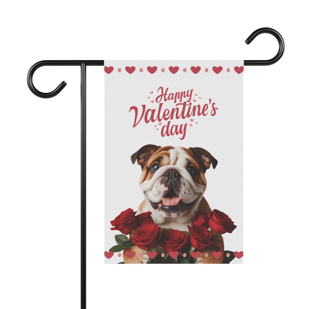 Bulldog Valentines Day Garden Flag, Outdoor Decor for Dog Lover ...