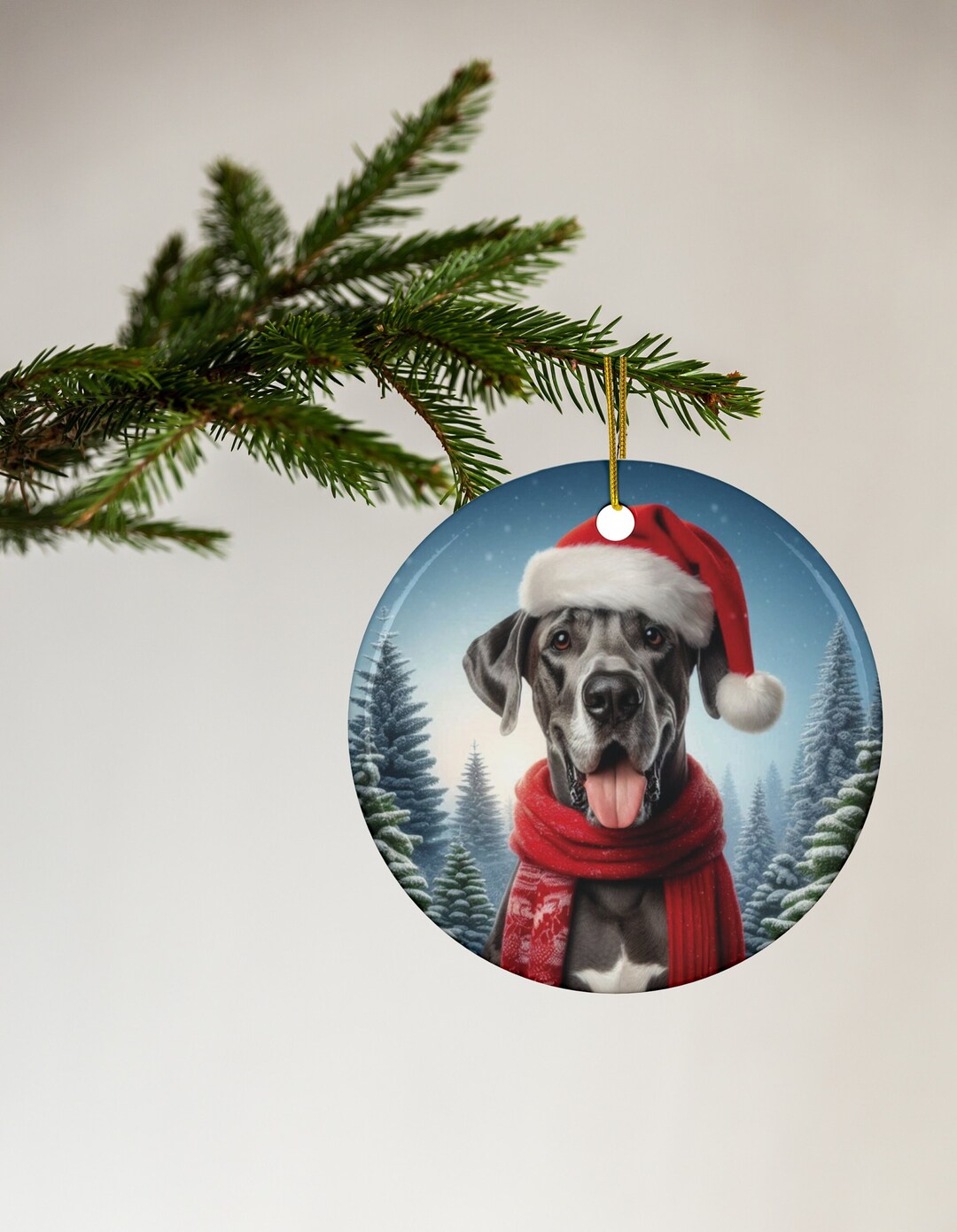 Great Dane Christmas Ornament, Great Dane Holiday Decor, Puppy Tree ...