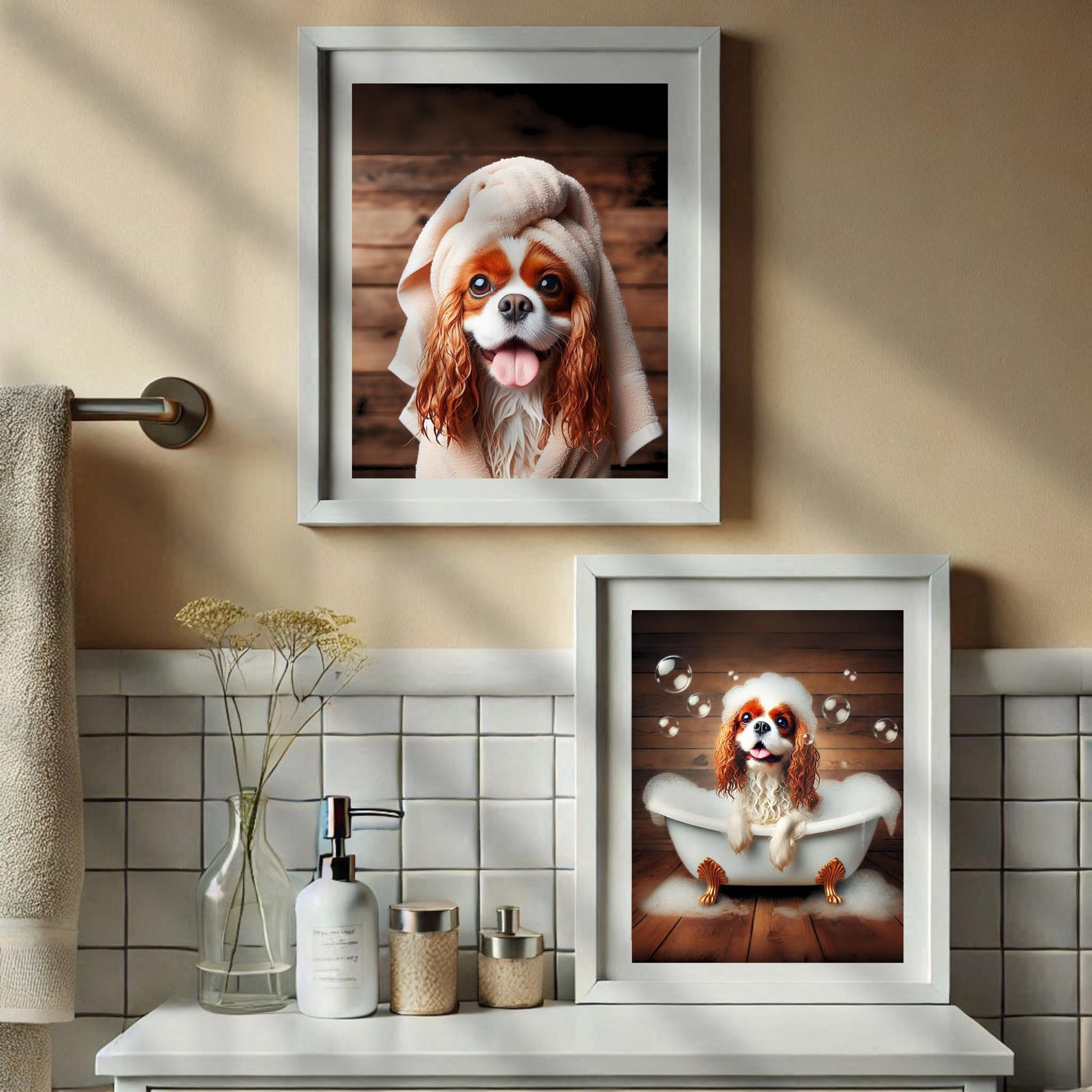 Cavalier King Charles Spaniel Bathroom Print Set of Two PRINTABLE Funny ...