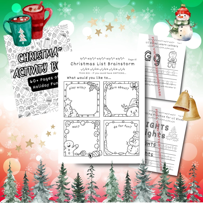 Holiday Activity Sheets | Christmas Coloring Pages for Instant Download ...