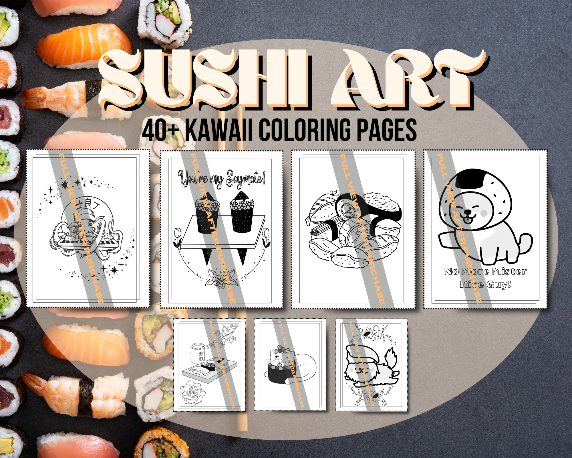 Love Sushi Kawaii Sushi Coloring Pages: Japanese Food Art Ft. Sushi Dog ...