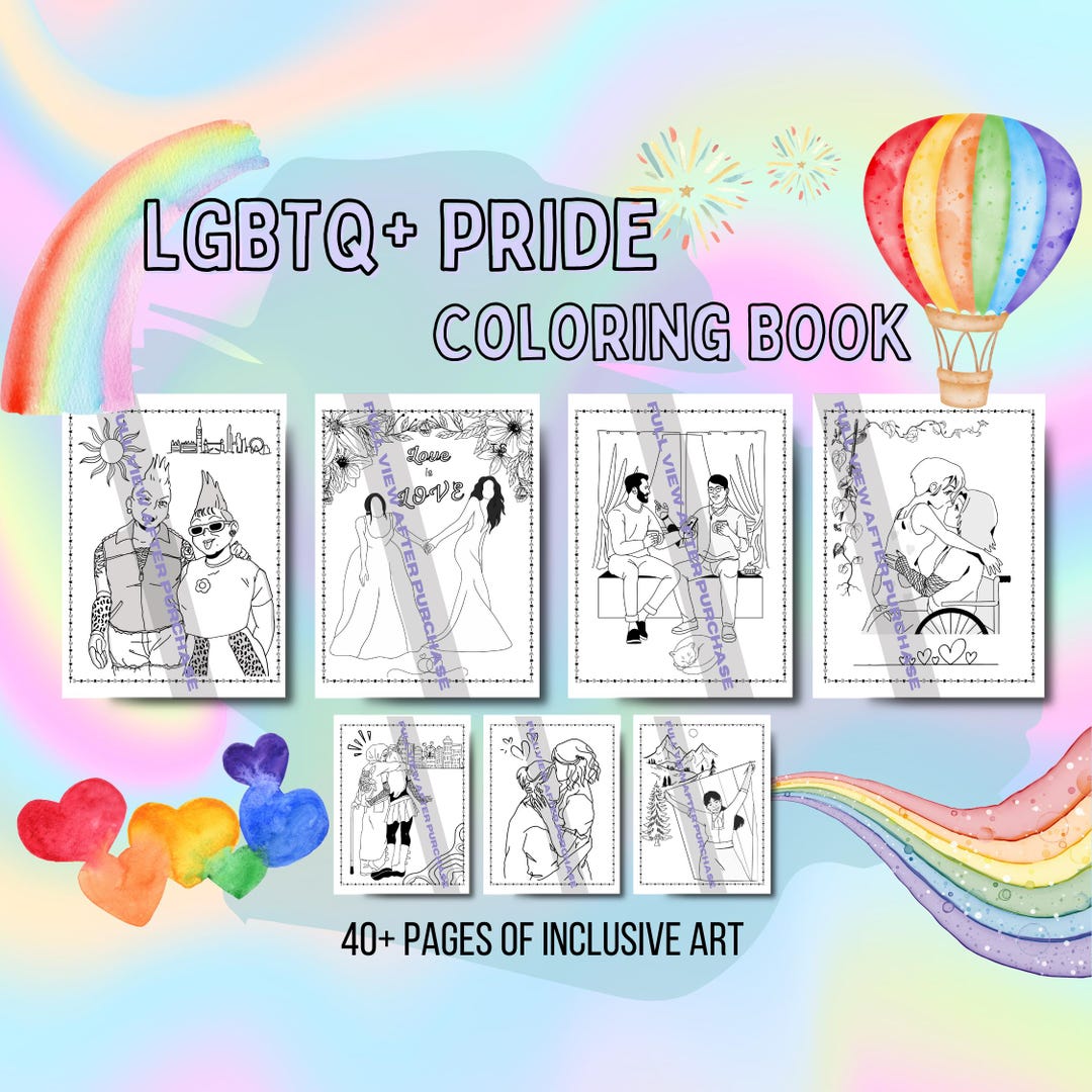 LGBTQ+ Pride Coloring Book | Inclusive Art for Adults & Kids (PDF) - Etsy