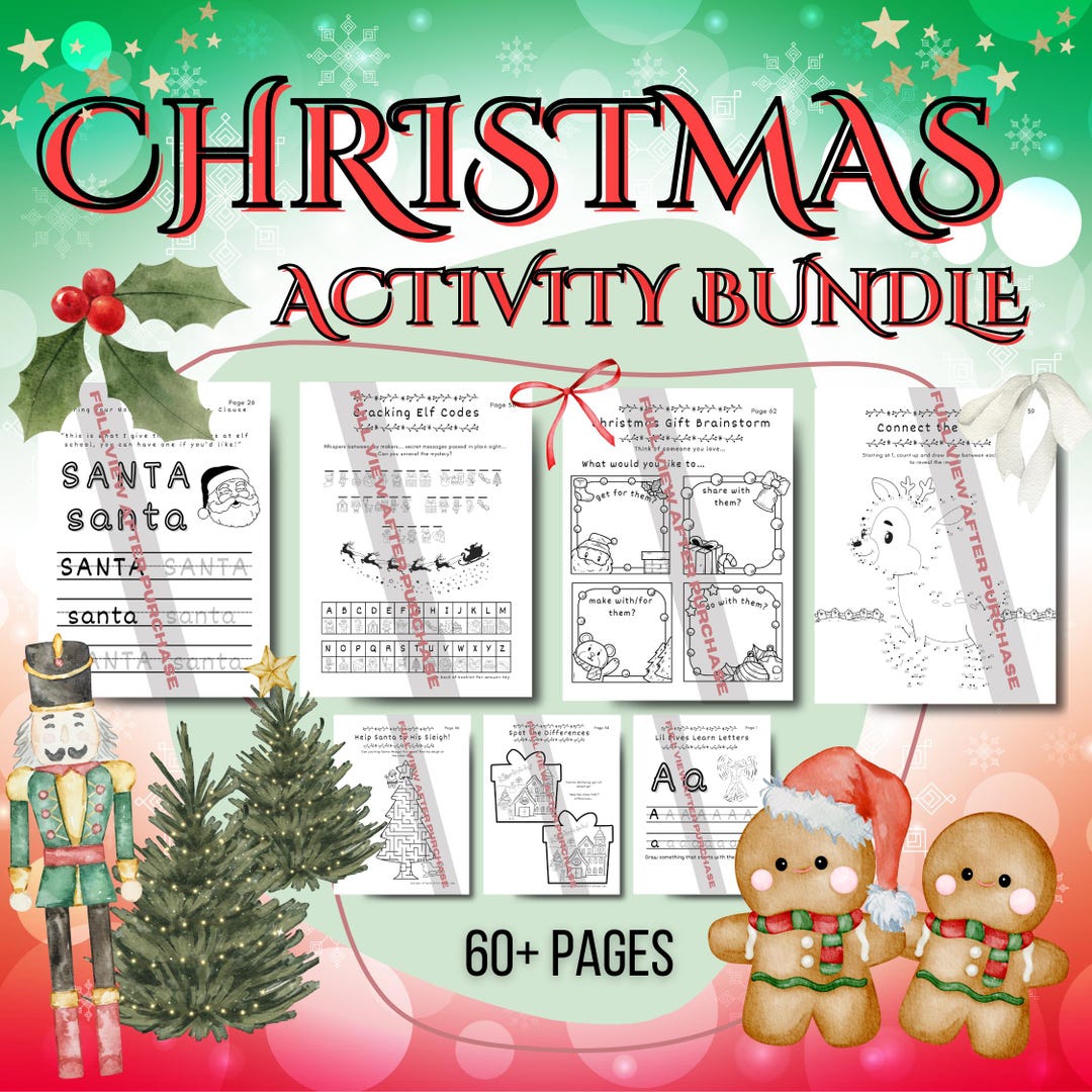 Holiday Activity Sheets | Christmas Coloring Pages for Instant Download ...
