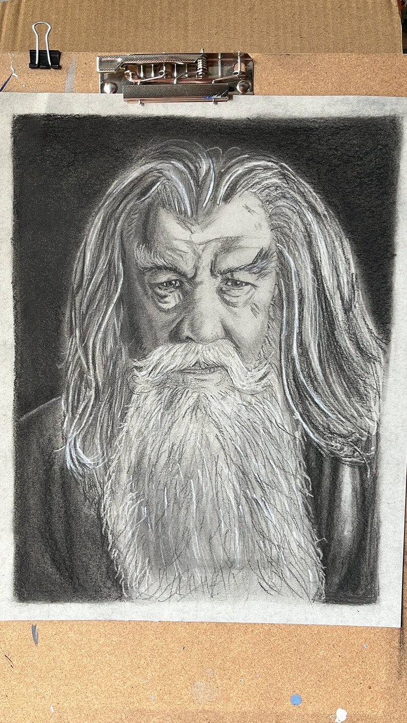 Gandalf Charcoal Drawing Original Lord of the Rings Fan Art - Etsy