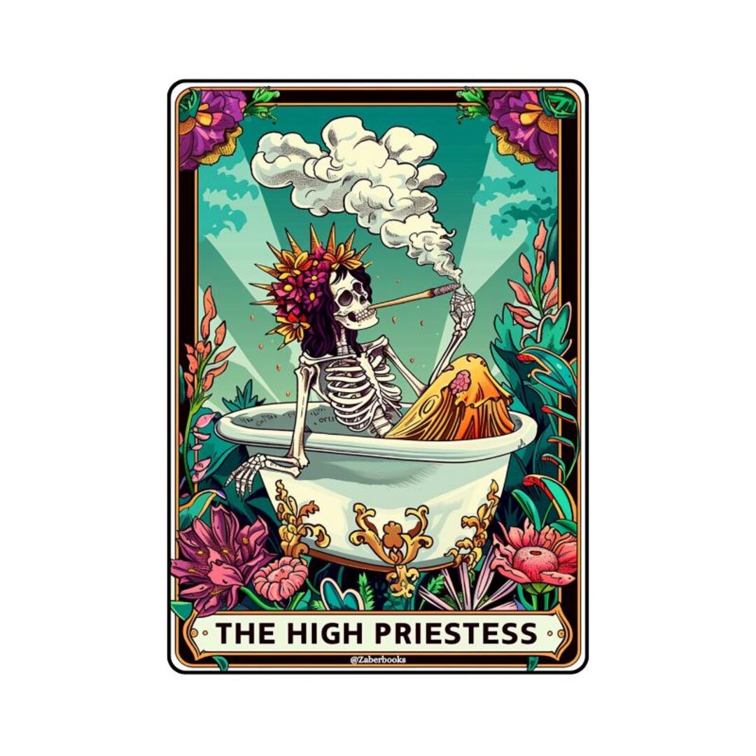 High Priestess Skeleton Tarot Card Laminated Sticker | Funny Sarcastic ...