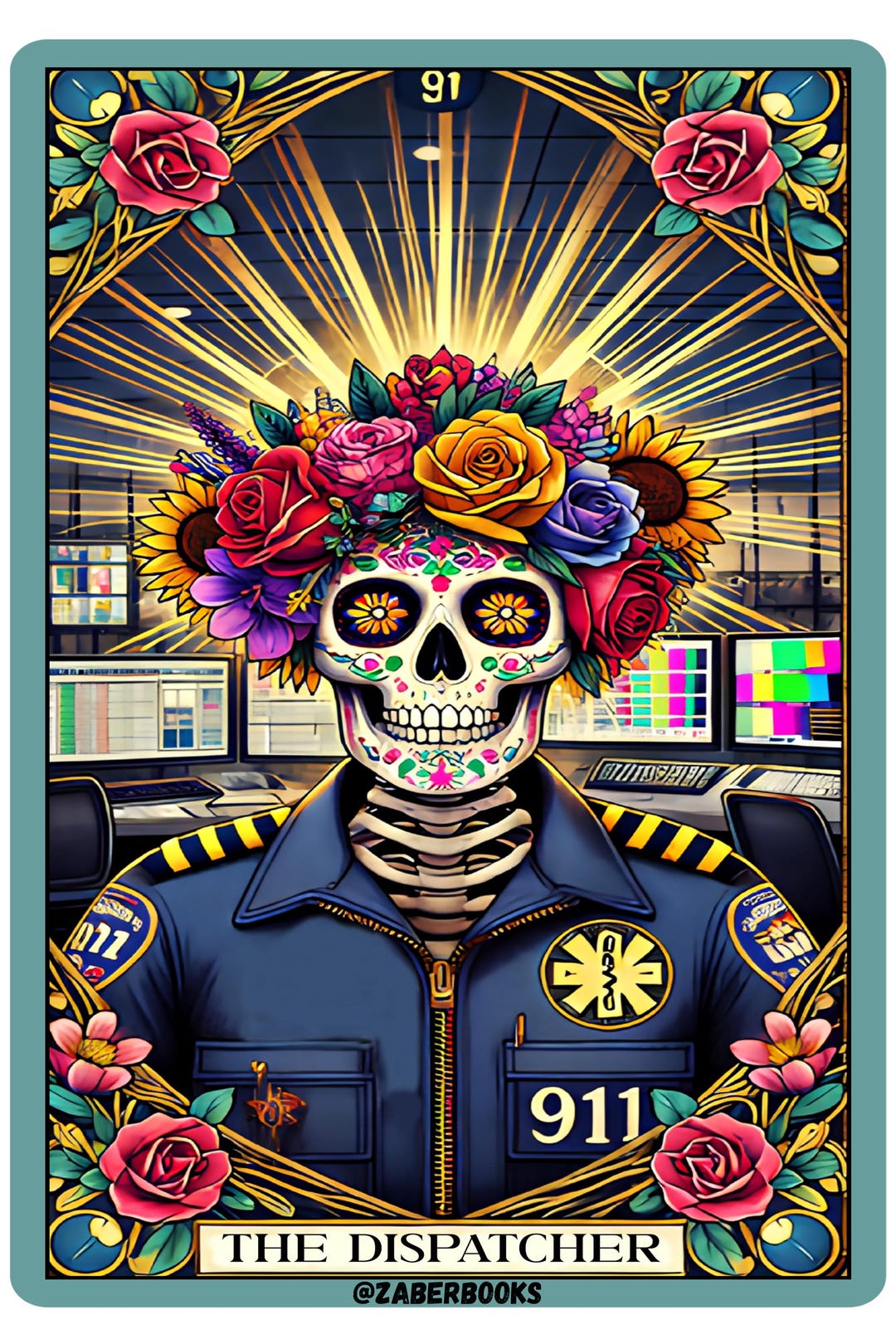 The Dispatcher Skeleton Tarot Card Laminated Sticker | Funny Sarcastic ...