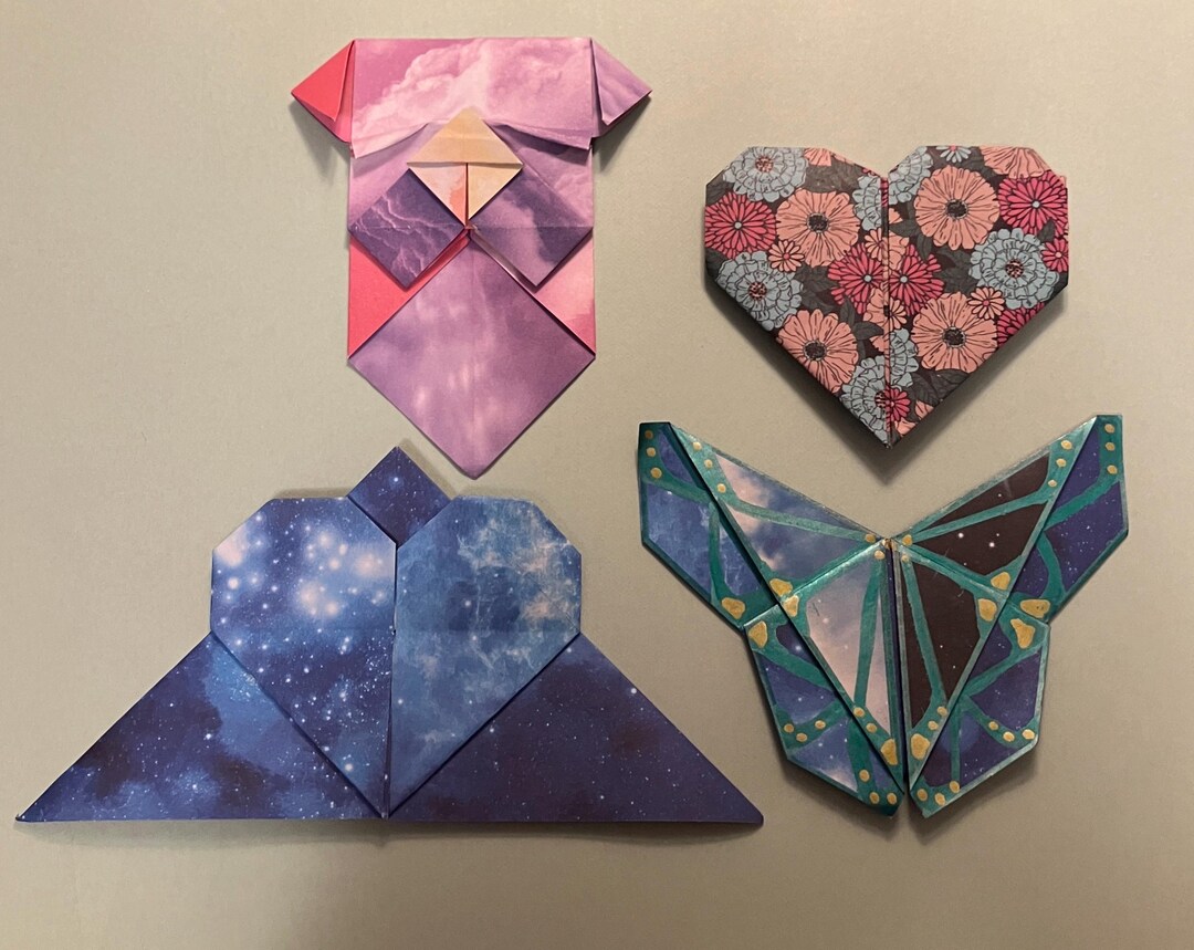 Bookmarks Pack of Bookmarks Origami Bookmarks Heart Dog Butterfly ...