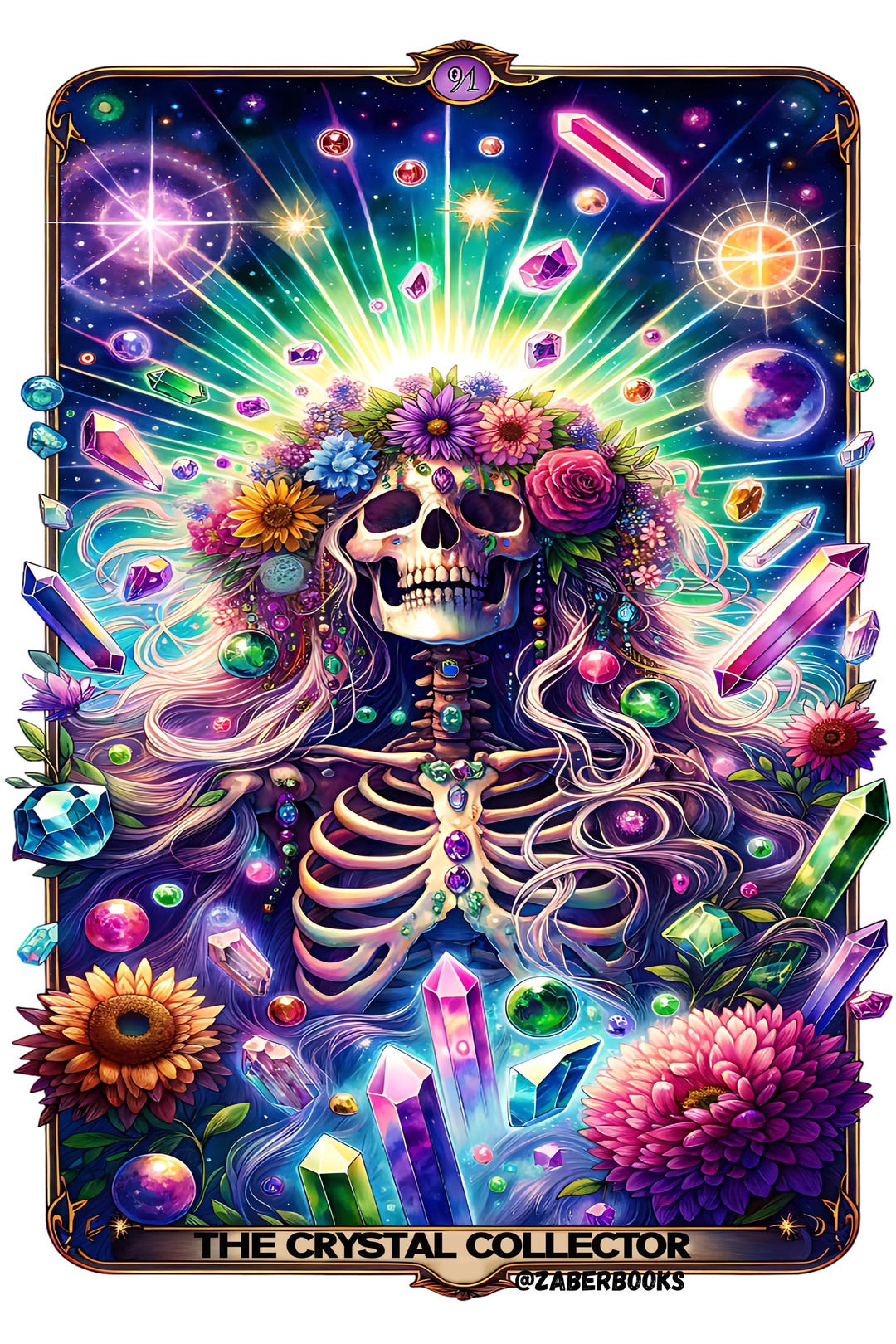 The Crystal Collector Skeleton Tarot Card Laminated Sticker Funny ...