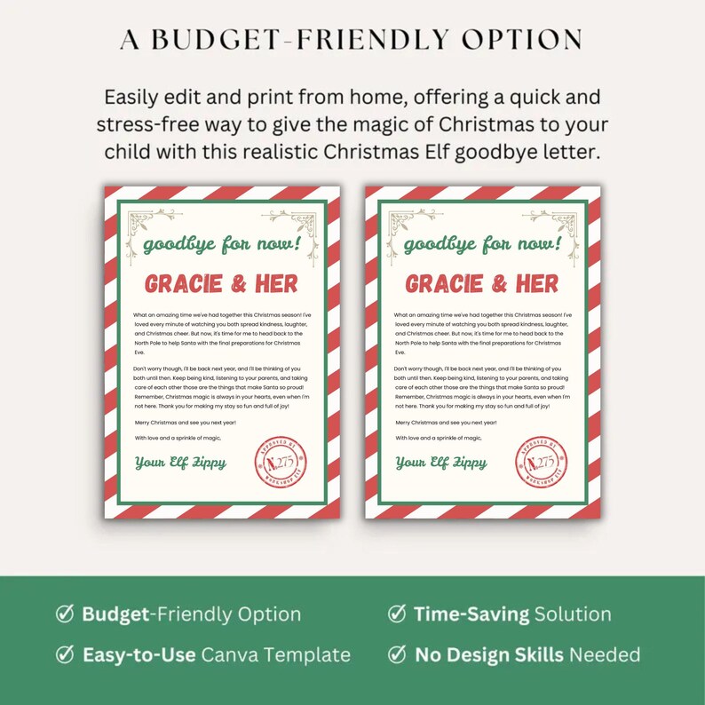 Editable Elf Goodbye Letter Elf Departure Letter Elf Farewell Letter ...