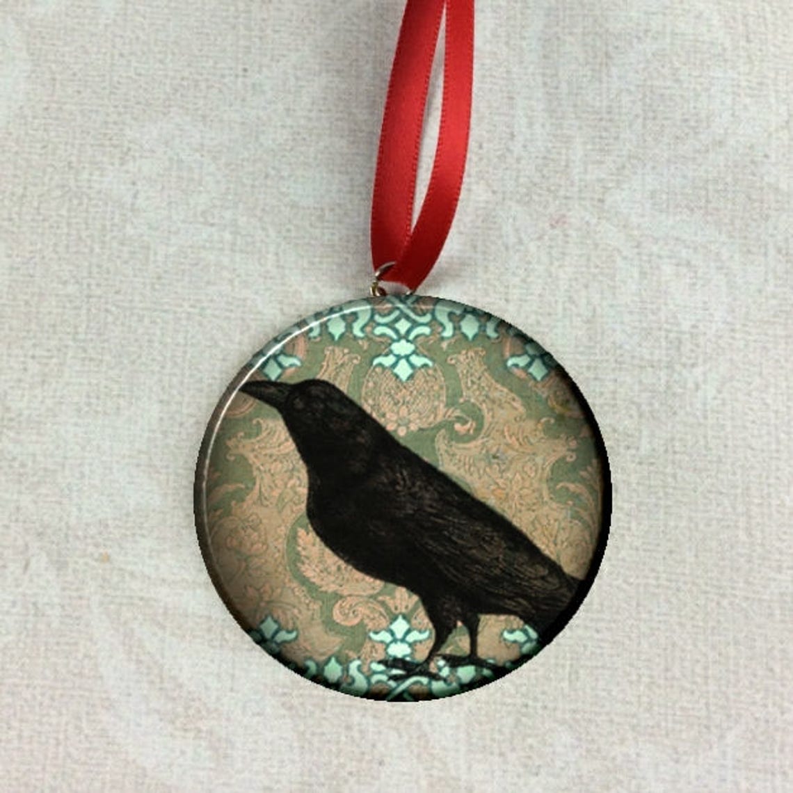 Damask Crow Raven Christmas Ornament -vict - Etsy