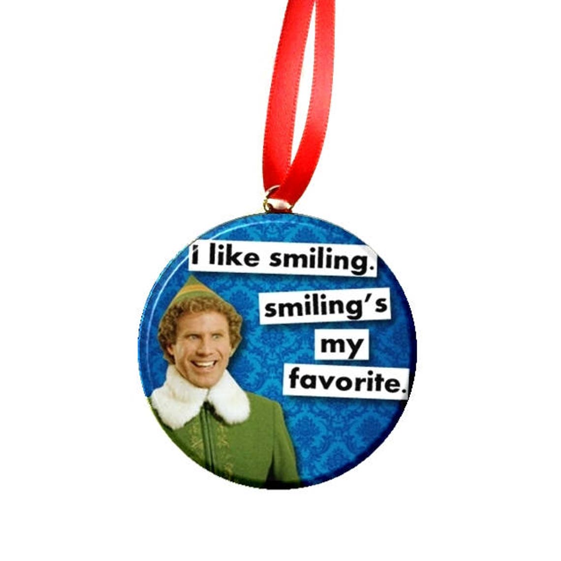 Elf Christmas Tree Ornament I Like Smiling | Etsy