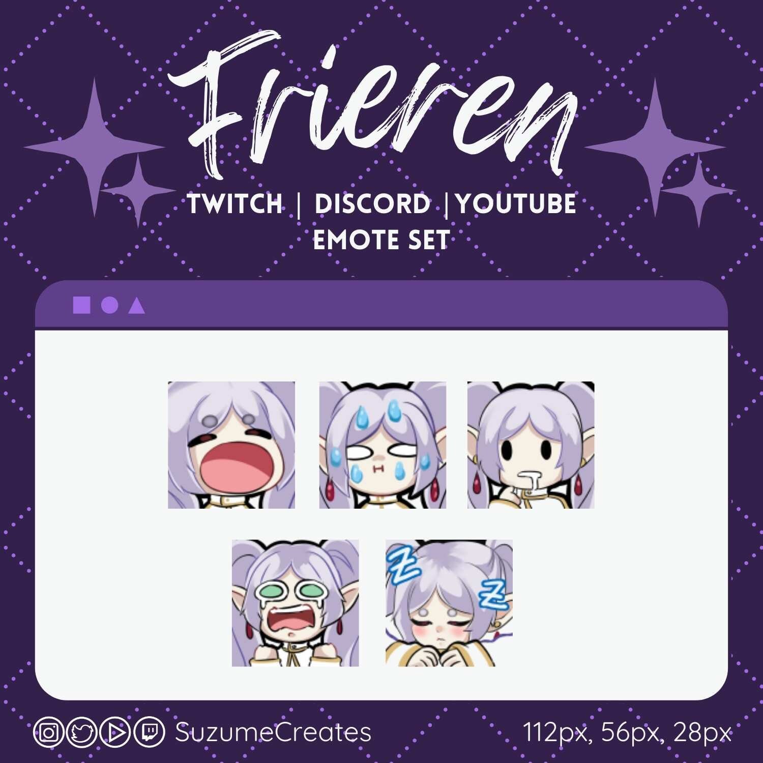 Twitch Discord Youtube Frieren Emote Set - Etsy