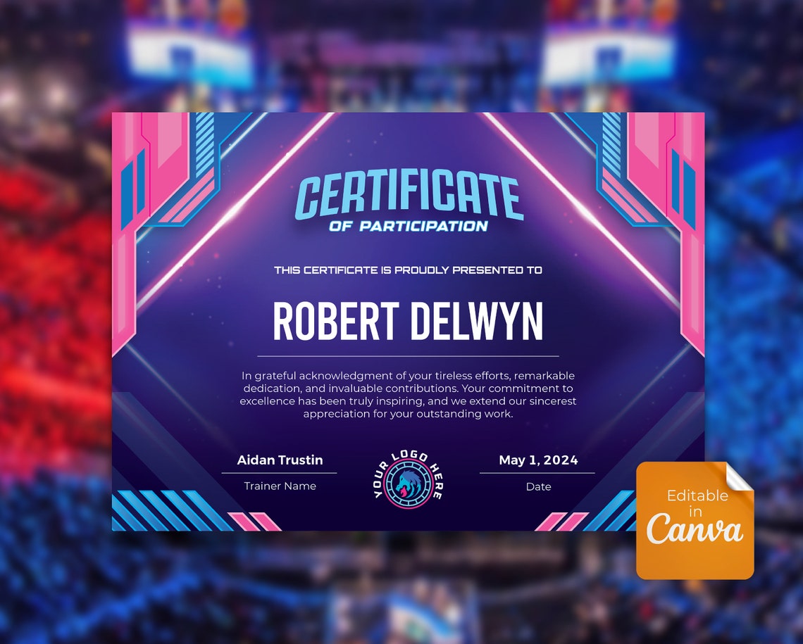 Editable Certificate Competition Template, Printable Certificate of ...