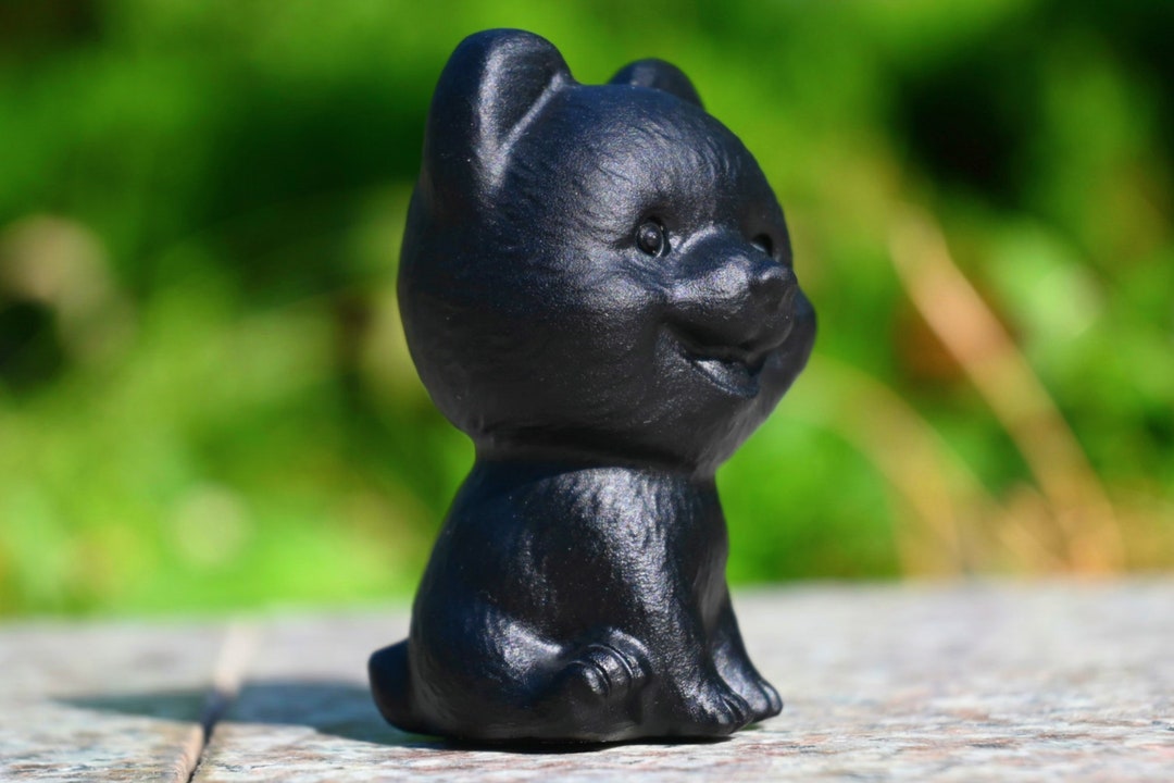 2.1 Hand Carved Obsidian Dog,reiki Healing,natural Obsidian Crystal ...