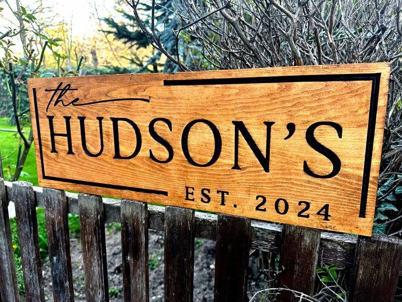 Custom Family Name Sign, Personalized Wood Sign, Rustic Established ...