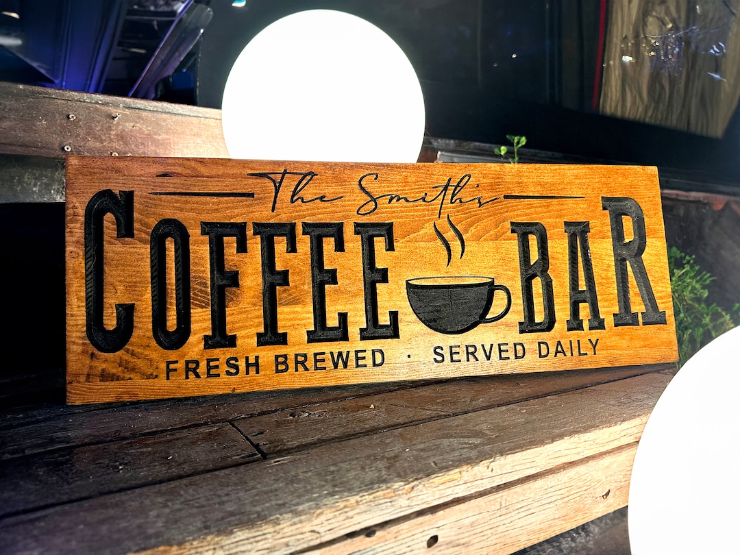 Custom Coffee Bar Sign, Vintage Coffee Shop Wall Decor, Personalized ...