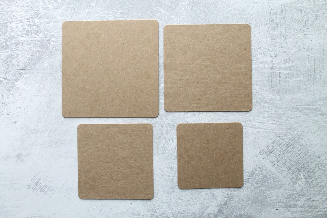 Square Die Cuts - Chipboard Coaster Squares With Rounded Corners - 4 ...