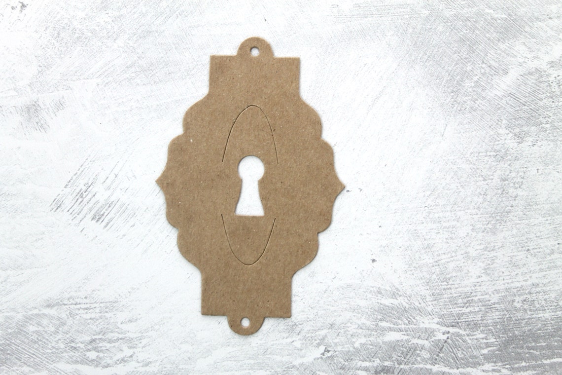 4 Key & Keyhole Die Cuts - Bare Chipboard Ornate Key and Keyhole ...