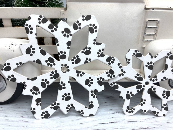 9 Paw Print Snowflake Decorations Pet Christmas Ornaments - Etsy