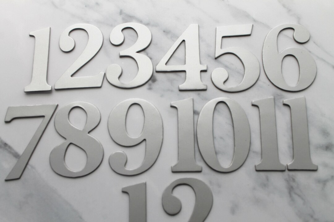 2 1/2" Silver Numbers - Numbers 1-12 Silver Matte Paper + Chipboard Die ...