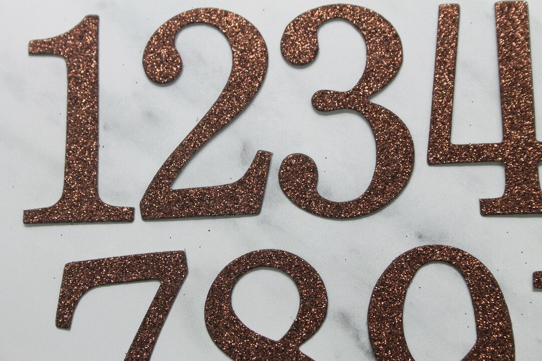 2" Brown Glitter Numbers - Table Numbers 1-12 BROWN Glittered - Paper ...