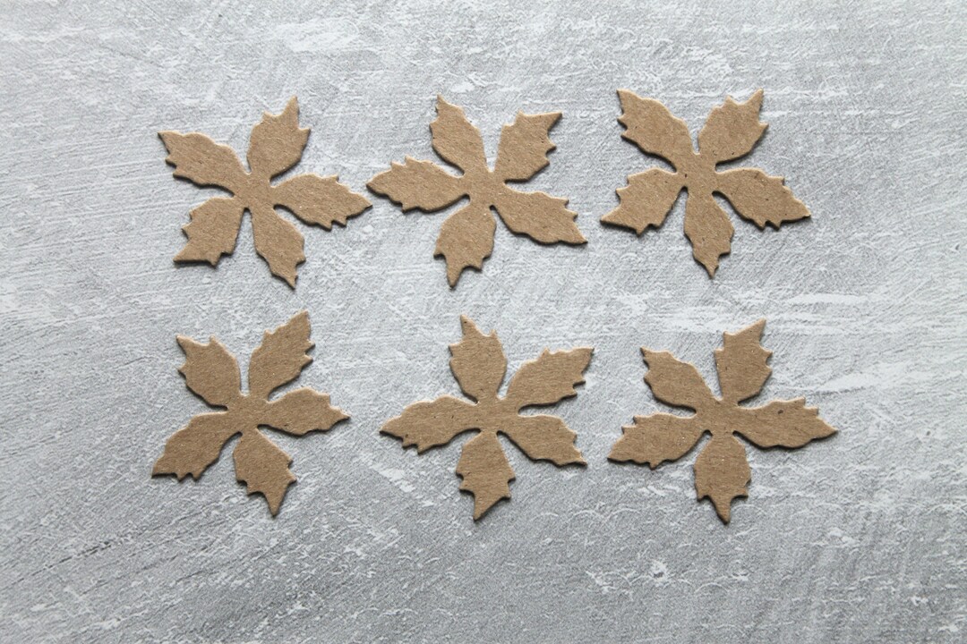 6 Small Poinsettia Flower Bare Chipboard Diecuts Small Size for Cards ...